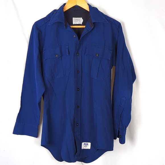 Vintage | Shirts | Vinatge Mens Blue Culver Permanent Press Uniform ...